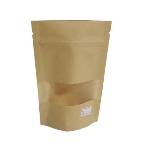 Quality Custom Printed Stand up Kraft Paper Recyclable Ziplock Heat Sealable Pet Food Packaging Doypack Pouches Mylar Bags With Window for sale