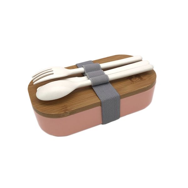 Quality 600ml Capacity BPA-Free Custom Food Container with Bamboo Lid and Cutlery for sale