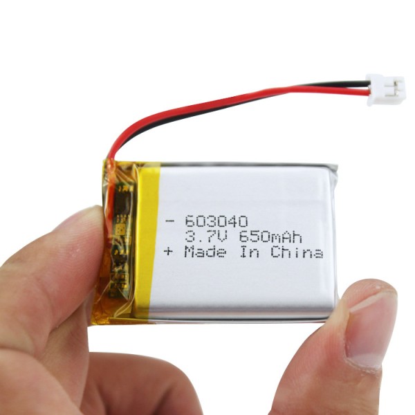 Quality IEC62133 Certified 3.7V 650mAh Lipo Battery 603040 Rechargeable Lithium Polymer Battery Pack for sale