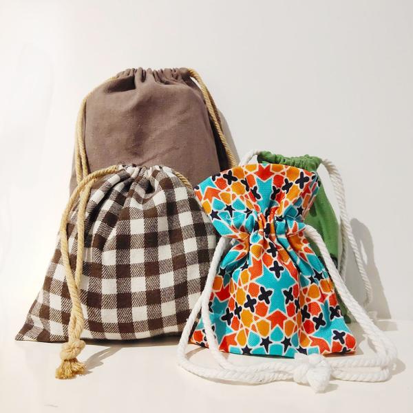 Quality Durable Custom Logo Printed Gift Canvas Cotton Double String Handbag Dust for sale