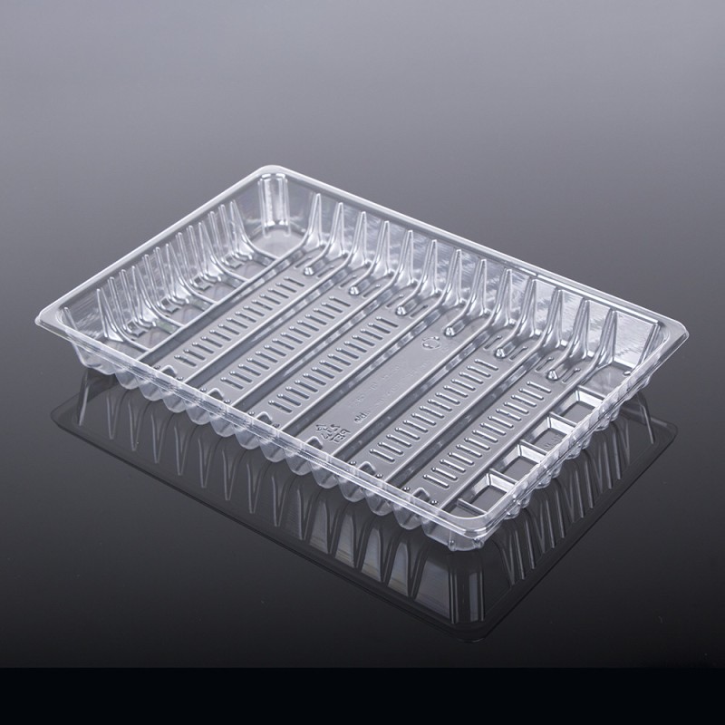 Quality FDA Clear Rectangle 24*16.5*3cm Plastic PET Tray for sale