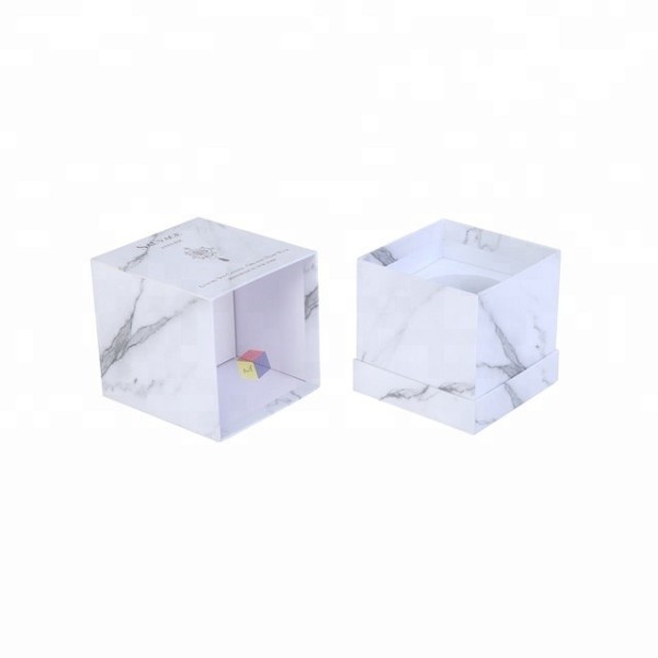 Quality Luxury Custom Logo Marble Printed Lid and Base Rigid Boxes for Candle Gift for sale