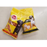 Quality Zip Lock Yellow Dog Food Bag , Custom Printed Food Pouches Flat Bottom Sealed for sale