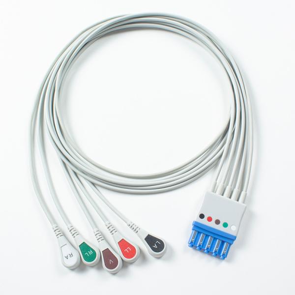 Quality Compatible ECG Leadwires For Datascope/Maquet/Getinge 5 Lead, Snap AHA for sale