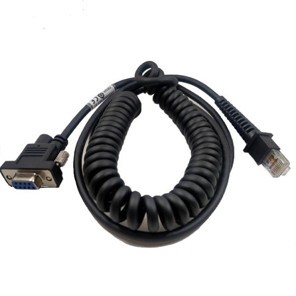 Quality Coiled Spiral Barcode Scanner Cord , Cable Rs232 DB9 Female For Datalogic Gd4130 for sale