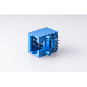 Quality Full Plastic RJ11 RJ45 Jack Without Led Tab Down 8P8C Single Port Color Blue for sale