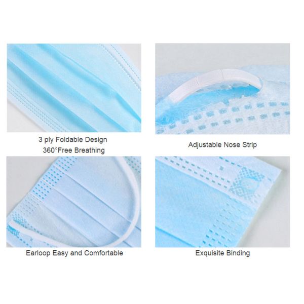 Quality Earloop Style Skin Friendly Adjustable Disposable Medical Face Mask for sale