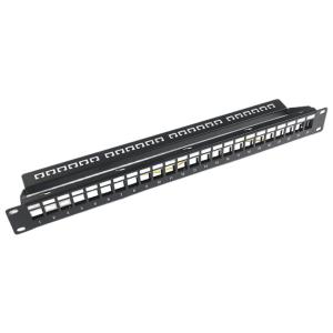 Quality RJ45 Network Patch Panel 24 Port 1U Keystone C5 / C5E C6 With Mangement Bar for sale