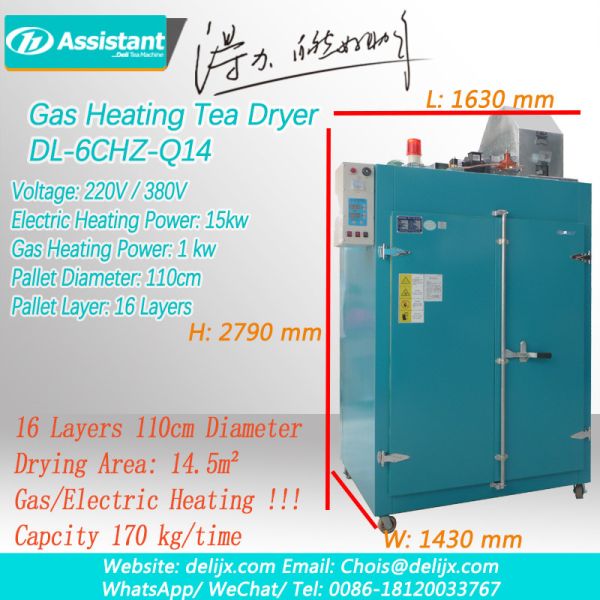 Quality DL-6CHZ-Q14 Gas Heating Green Tea Drying Machine Machinery For Tea Leaf Drying for sale