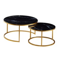 Quality Height Adjustable Round Living Room Coffee Table 80*80*75cm With Metal Frame for sale