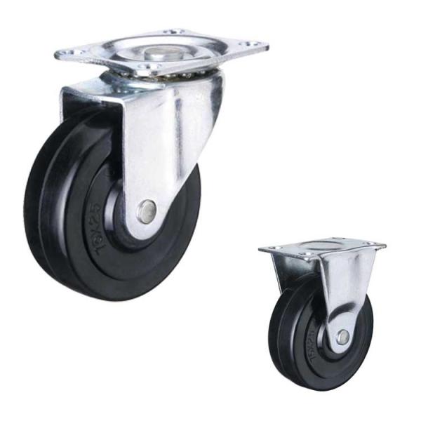 Quality Solid Rubber 128lbs Capacity 75mm Light Duty Casters for sale