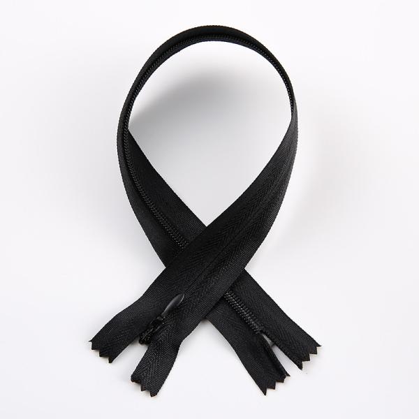 Quality Semi Auto Lock Nylon Invisible Zippers #3 Close End Black Concealed Zip for sale