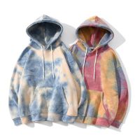 Quality Blue Pink Oversize Tie Dye Hoodie Unisex Drawstring Hooded Sweatshirt For for sale