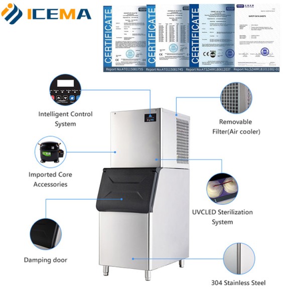Quality 22mm Cube Ice Machine 450kg Capacity Suitable for Bars Dance Halls and for sale