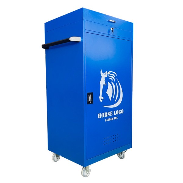 Quality Steel Blue White Saddle Box Tack Locker For Horse Equipment Storage for sale