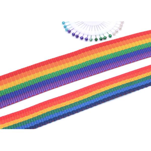 Quality T008 Rainbow Stripe Polyester Webbing Trim for sale