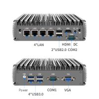 Quality industrial fanless mini pc 4 lan RJ45 Giga Quad core J4125 core i3 i5 i7 Fanless for sale