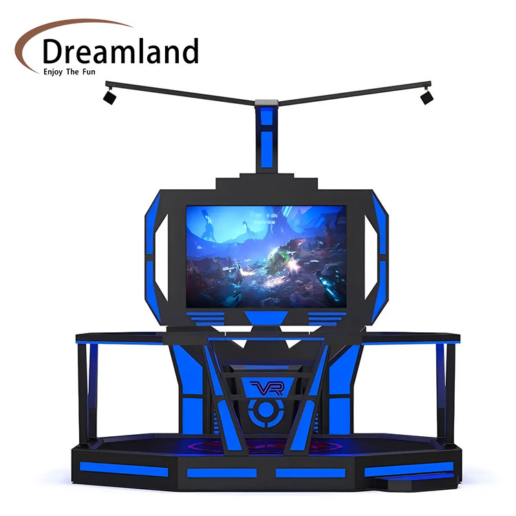 User experiencing virtual reality on the HTC VR walking platform