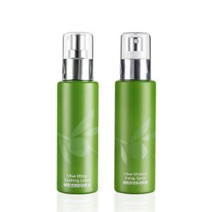 Quality Plastic 4 OZ Matte Cosmetic PET Bottles Custom Color With Silver Pump for sale