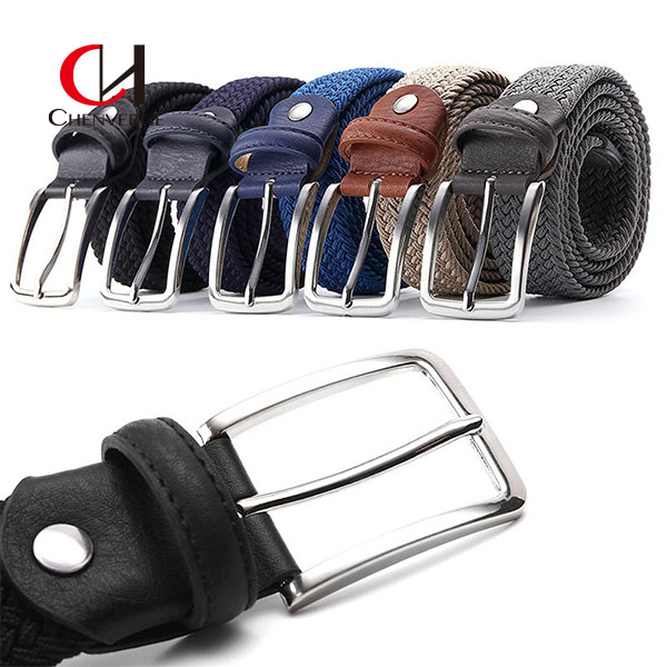 Quality 120CM Length Braided Elastic Belt Holeless Pin Buckle Smooth Surface for sale