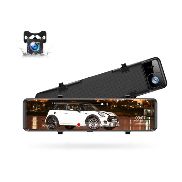 Quality Waterproof 12 Inch 2K Car DVR 1080p Backup Camera Voice Command for sale