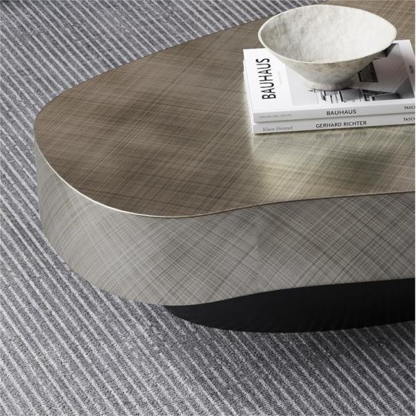 Quality OEM Stainless Steel Contemporary Round Coffee Table With Metal Base for sale