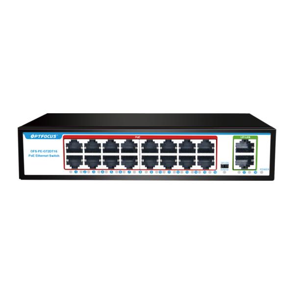 Quality OEM/ODM POE 16 Port Fiber Switch 20km 2*10/100/1000mbps UP-Link Port for sale