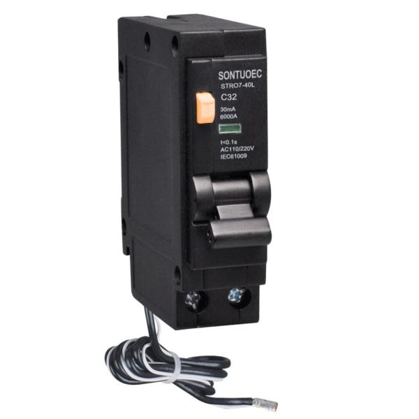 Quality Plug-in Type RCBO Breaker 6KA Single Phase 1P+N IEC61009 Up 60A Black Color for sale