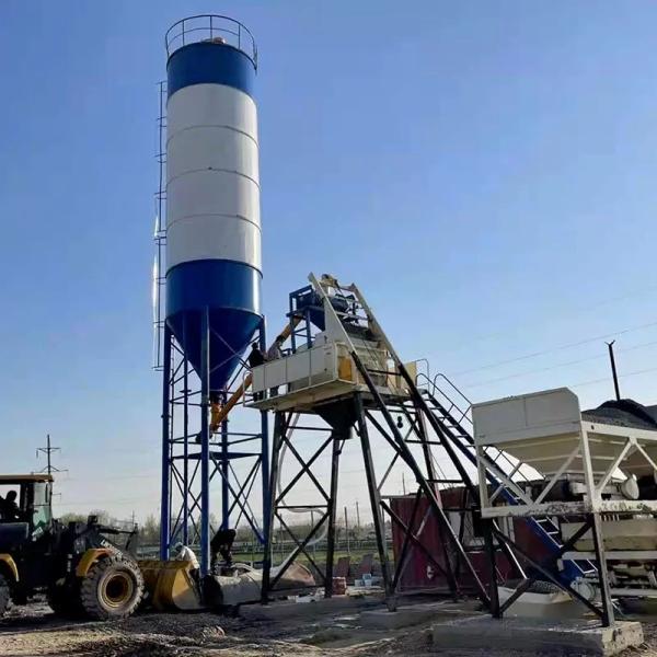Quality HZS50 Mobile Concrete Batching Plant 115Kw For Small Scale Construction Sites for sale