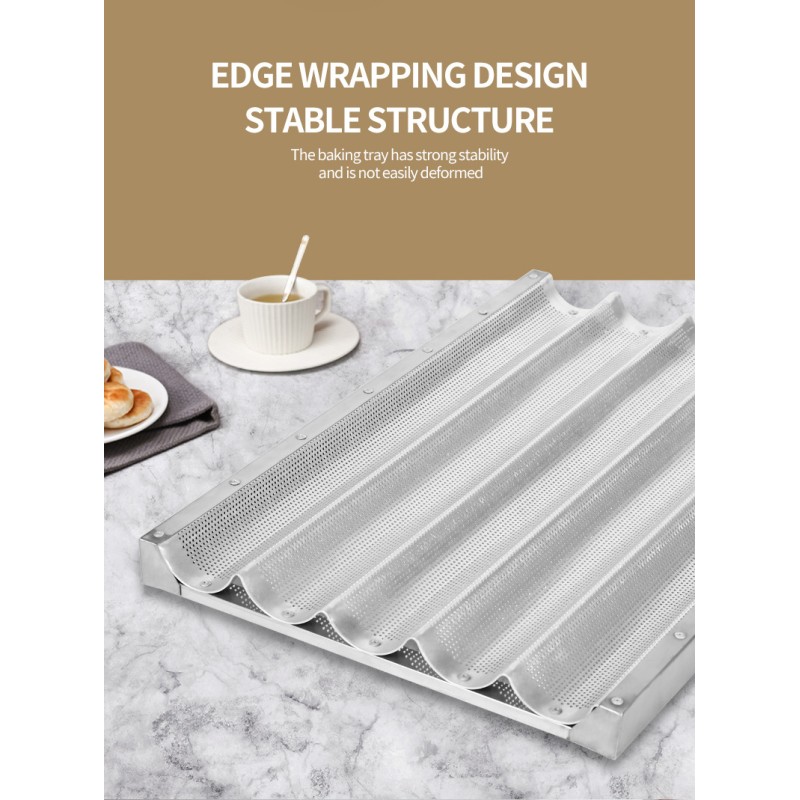 Non Stick 5 Waves Baguette Baking Pan French Bread Mold Baguette Tray