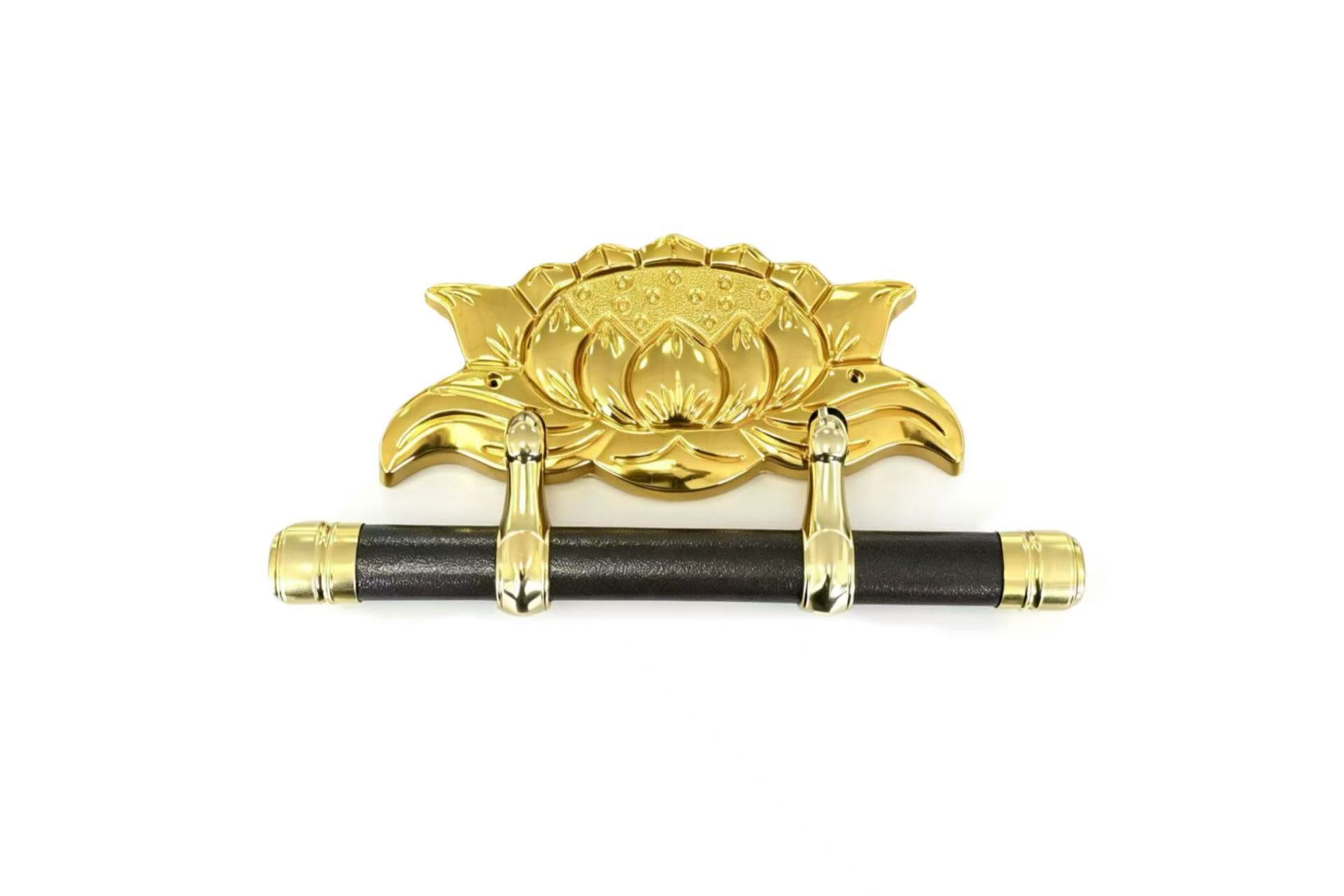 Quality Shiny Gold Plated Carved Lotus Ornament Non-slip Bar Casket Swing Bar Handle For for sale