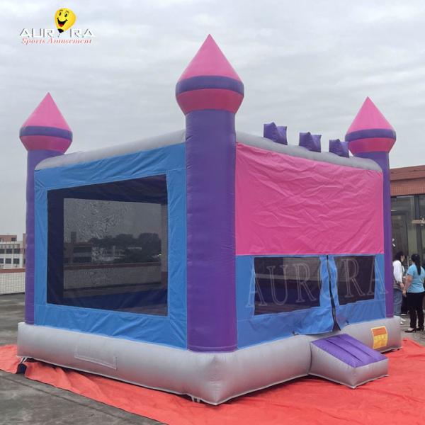 Quality Purple Blue Inflatable Bouncy Castle PVC Tarpaulin Inflatable Bounce House for sale