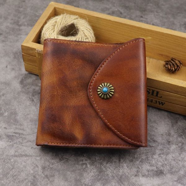 Quality Three-Fold First-Layer Vegetable Tanned Leather Men's Wallet Japanese Style and Trendy for sale