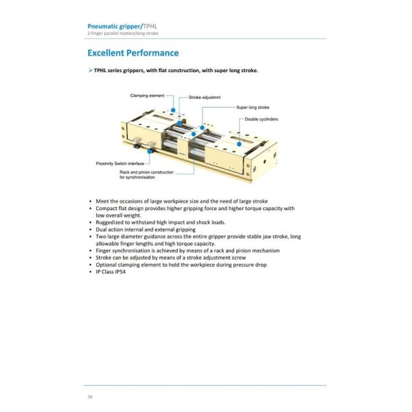 Quality TPHL Pneumatic Gripper For Robotic Arm Long Stroke Pneumatic Gripper for sale