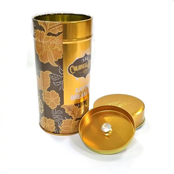 Quality Matt Lamination D75mm CMYK Tinplate Tea Storage Tins for sale