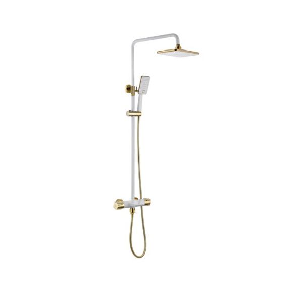 Quality Exposed Shower Faucet Feature Without Slide Bar Modern Brass Rainfall Bathtub Tap Set for sale