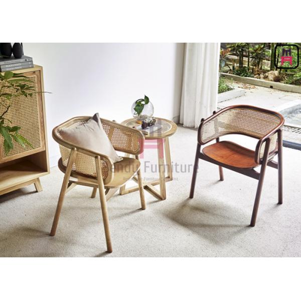 Quality Walnut Lacquered 0.3cbm Restaurant Cane Dining Chair With Armrests for sale