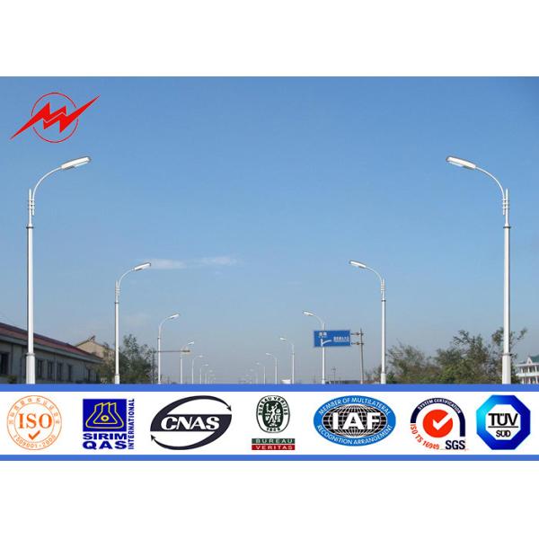 Quality Hexagonal 5m Powder Coating Galvanized Steel Pole One Section with One Cross Arm for sale