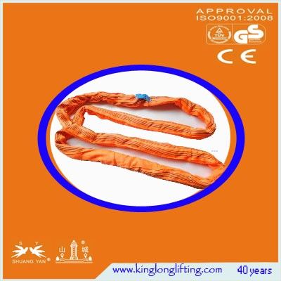 Polyster Lifting Chain Slings  Orange Color Customized Round Shape