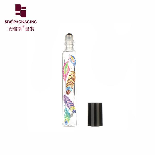 Quality GB2-10ml Square Perfume Glass Roller Ball Container Empty With 3d Printing for sale