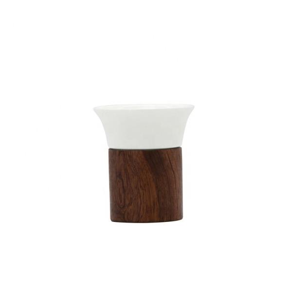 Quality Home Art Crafts Perfume Bottle Lid Wooden Ceramic Cup Base With Wooden Stand for sale