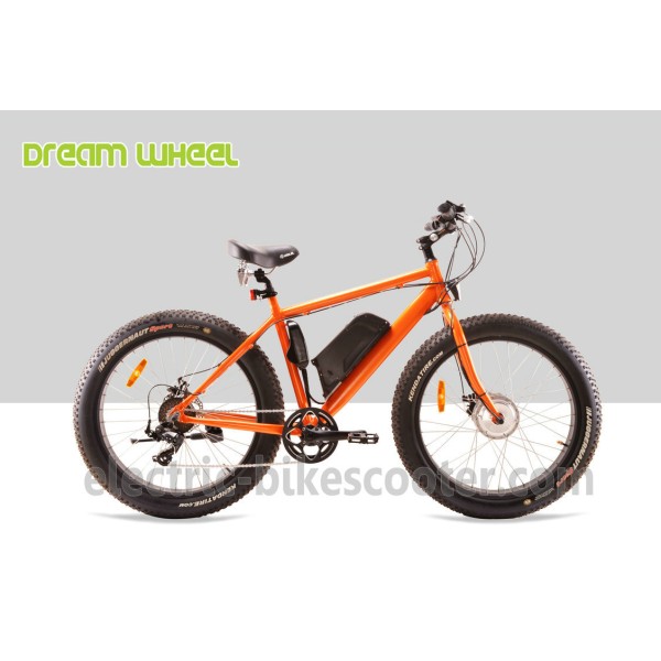 Quality 32km/H Electric Beach Cruiser Bikes , 4 Inch Fat Tire Beach Snow Electric Bike for sale