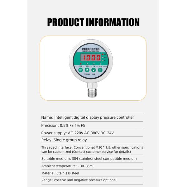 Quality 80mm All Stainless Steel Hydraulic Manometer Digital Switch Intelligent Pressure for sale