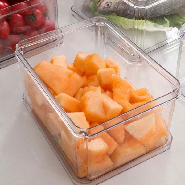 Quality Clear Fresh Storage Stackable Plastic Fridge Organizer With Cover for sale