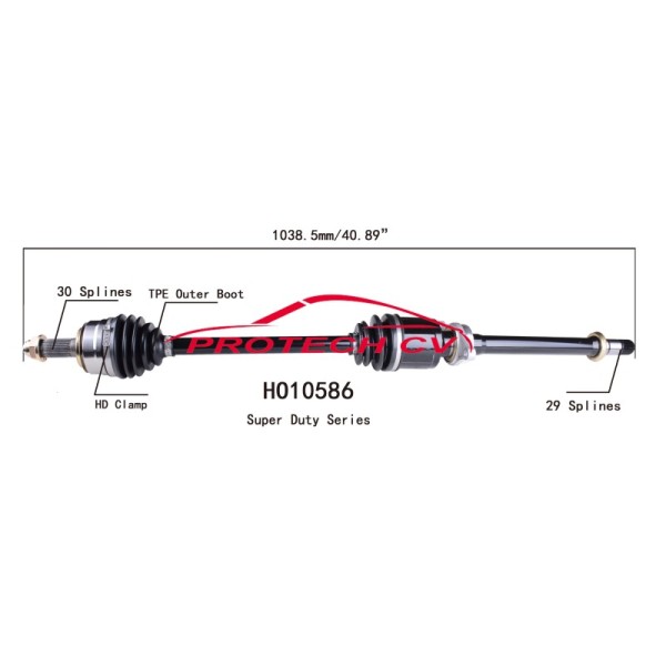 Quality HO10586 CV Axle Assembly Heavy Duty Clamp TPEE Boot  Cold Forging Grinding Process Technology EXTREME Weather Unit for sale