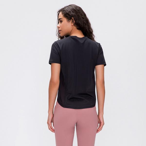 Quality Pure Color Lightweight Half Sleeves Womens Gym T Shirts For Yoga for sale