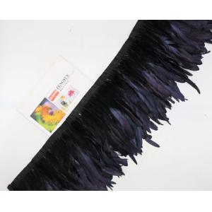 Quality Party Decoration Black Rooster Coque Feather Fringe Trim with Satin Ribbon Tape for sale