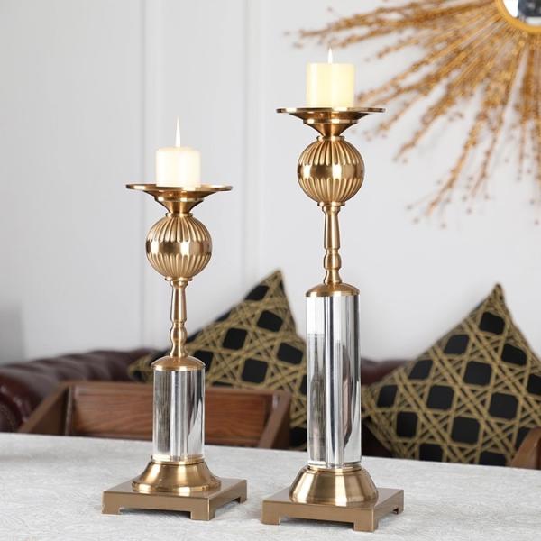 Quality Golden Brass Classic Metal ODM Crystal Candle Holder Craft for sale