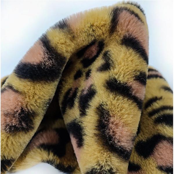 Quality Leopard Printed Rabbit Fur Material 320gsm 150D 288F for sale