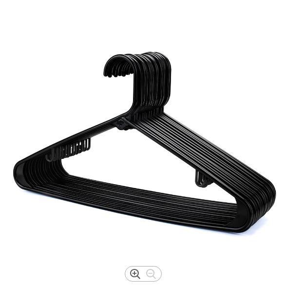 Quality 16 Inches Thick Plastic Hangers Sinfoo Black Plastic Clothes Hangers for sale
